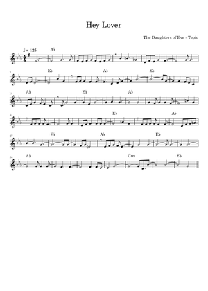 Hey lover – The Daughters Of Eve Sheet Music for Piano (Solo ...