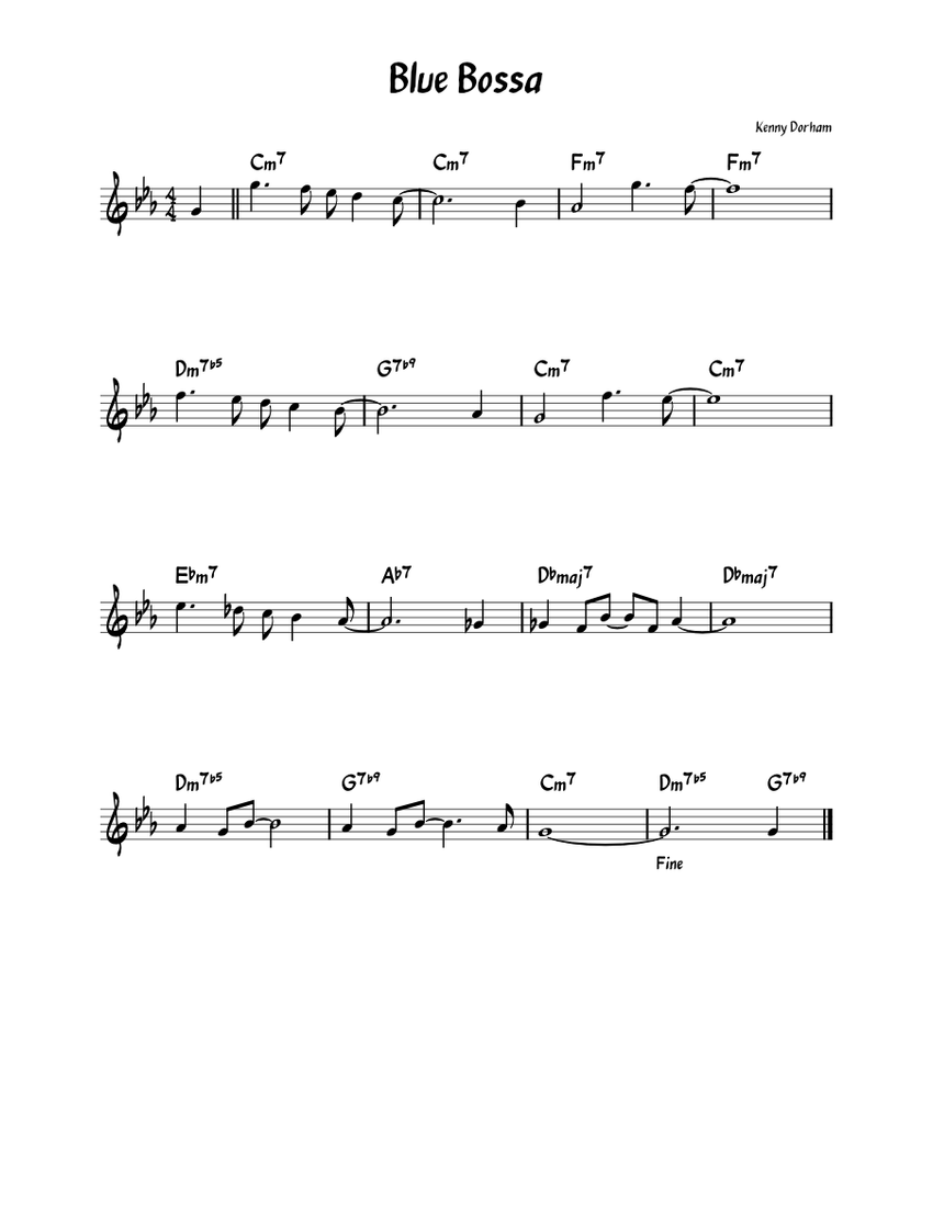 Blue Bossa – Kenny Dorham Sheet music for Piano (Solo) | Musescore.com