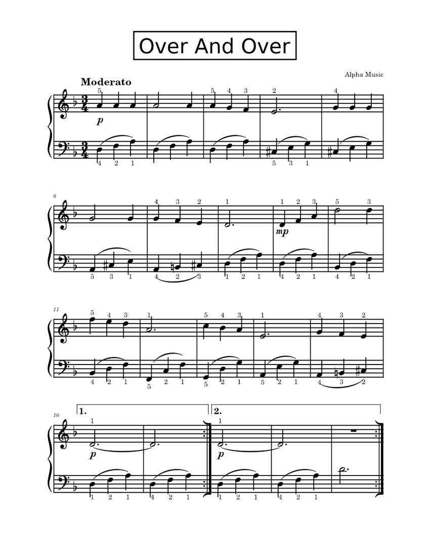 Over And Over – Học Piano Tại Hà Đông | Alpha Music Over And Over Sheet ...