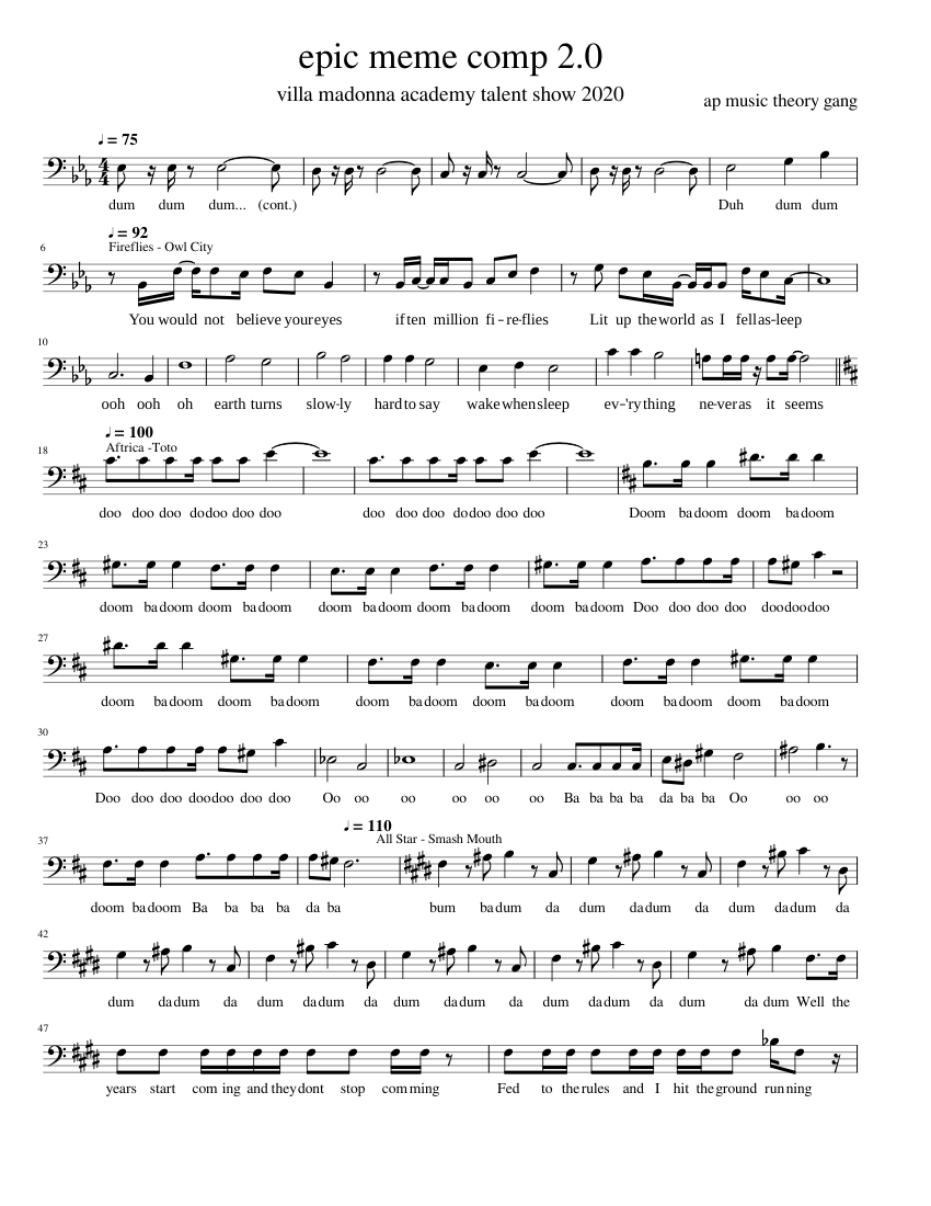 BARITONE epic meme comp Sheet music for Baritone (Solo) | Musescore.com