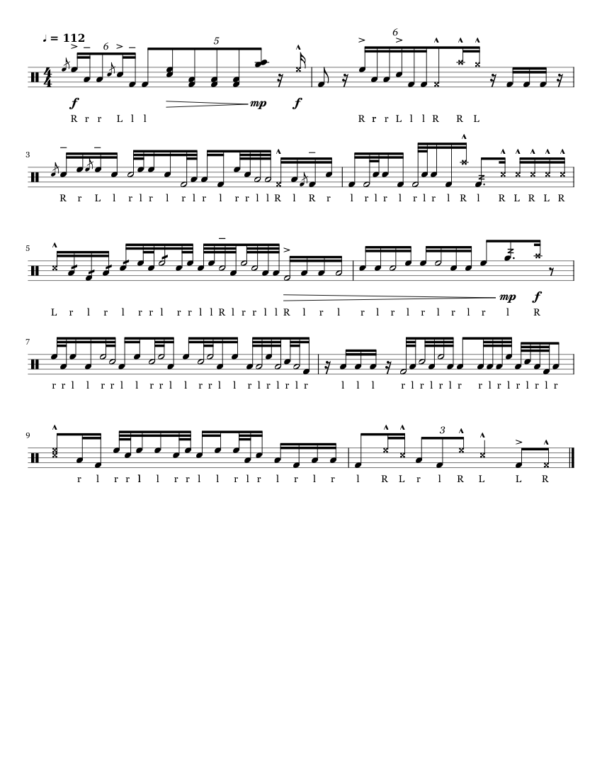 Quad Break Sheet music for Tenor drum (Solo) | Musescore.com