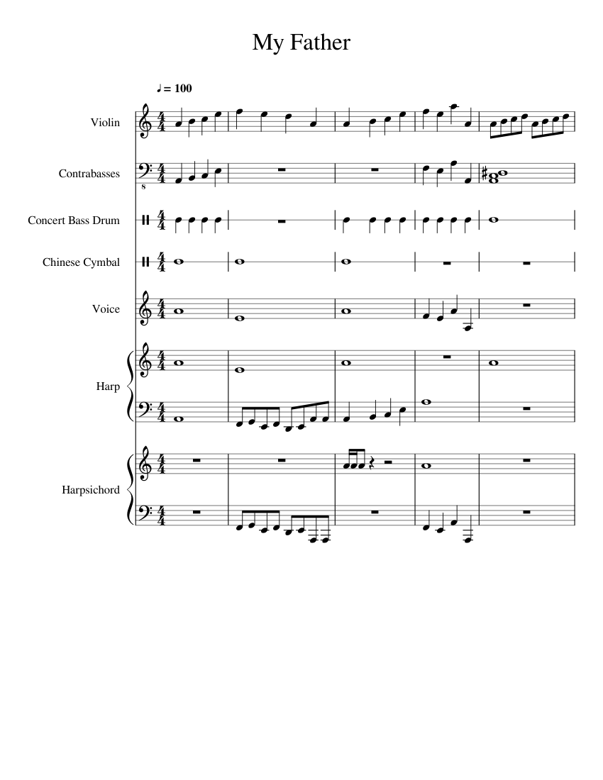 My Father Sheet music for Harpsichord, Vocals, Violin, Bass drum & more ...