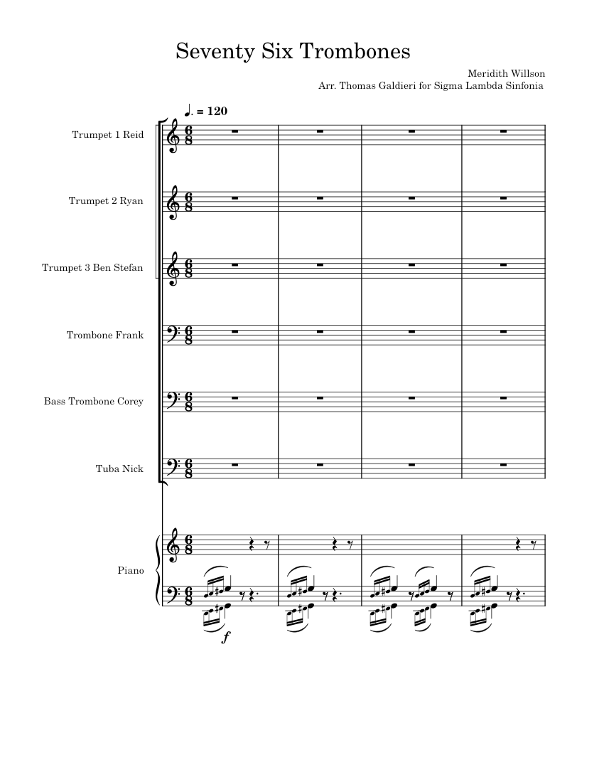 76 Trombones – Seventy_Six_Trombones Sheet Music with Chords for Piano ...