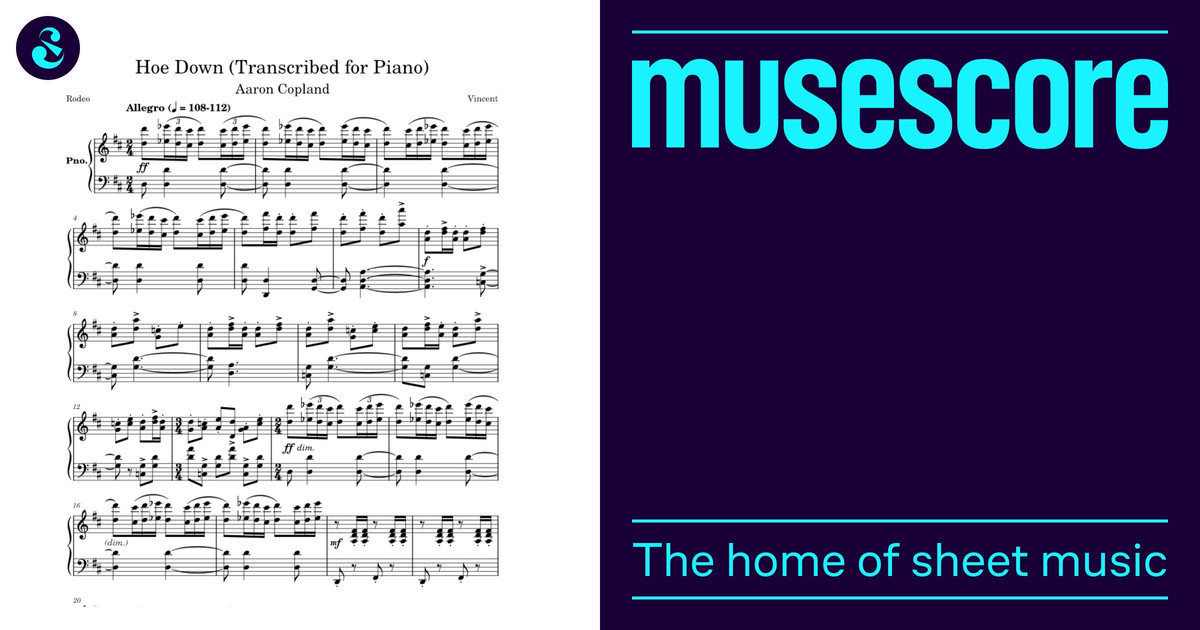 Hoe-Down – Aaron Copland Sheet Music for Piano (Solo) | MuseScore.com