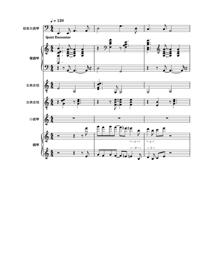 Quiet Encounter Sheet music for Piano, Contrabass, Guitar, Strings ...