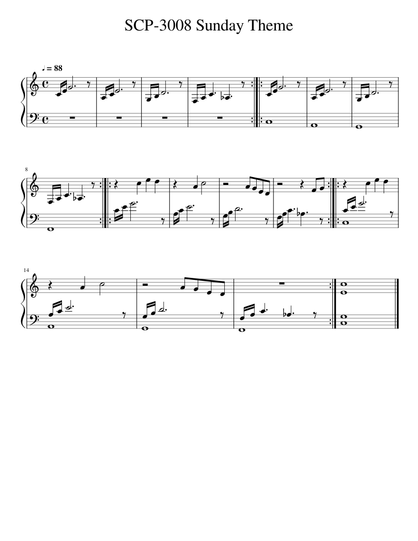 SCP-3008 Sunday Theme Sheet music for Piano (Solo) | Musescore.com