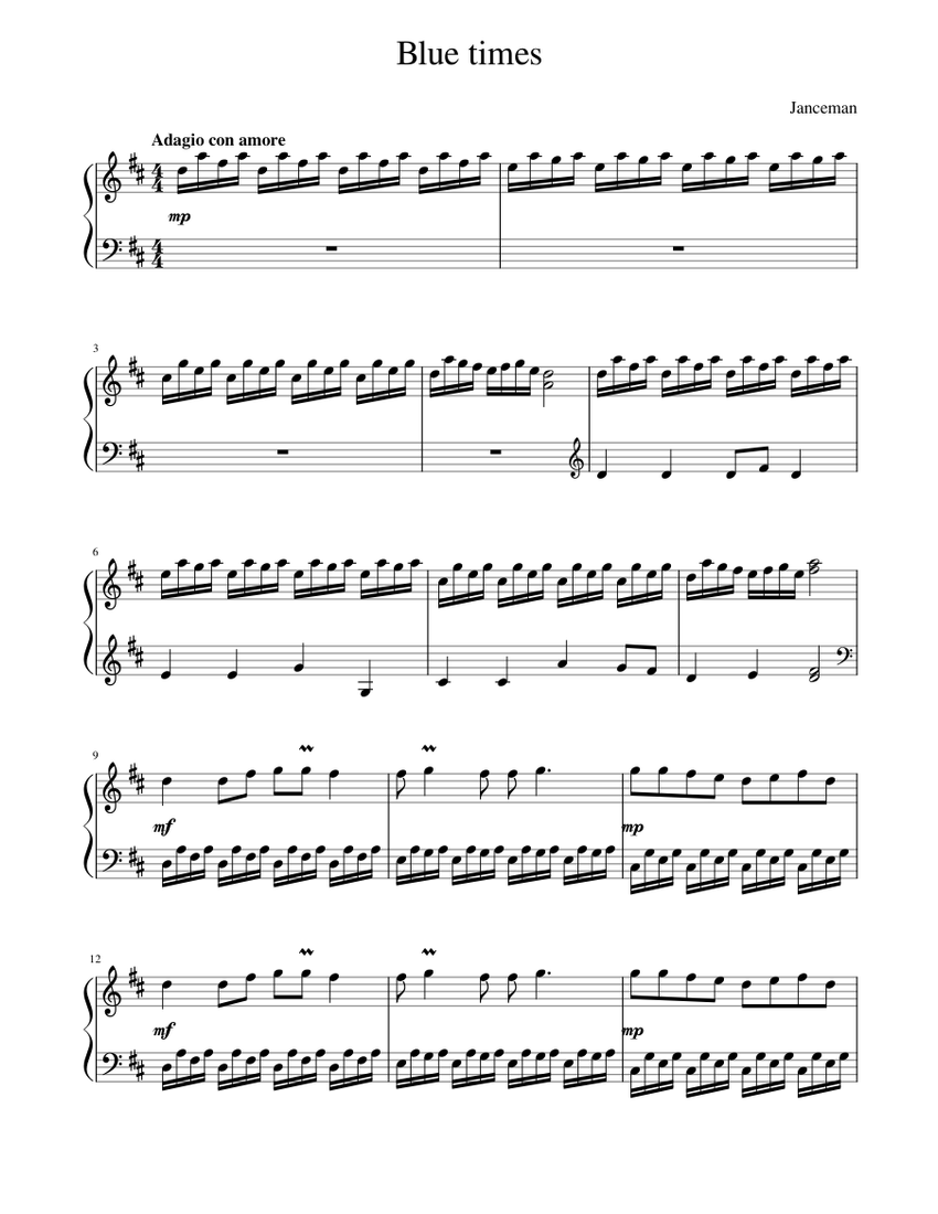 Blue times Sheet music for Piano (Solo) | Musescore.com