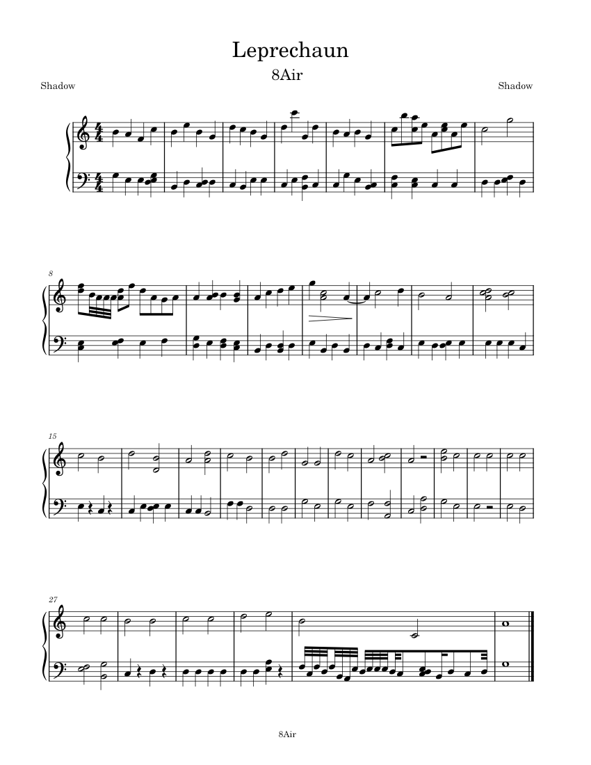 Leprechaun Sheet Music for Piano (Solo) Easy | MuseScore.com