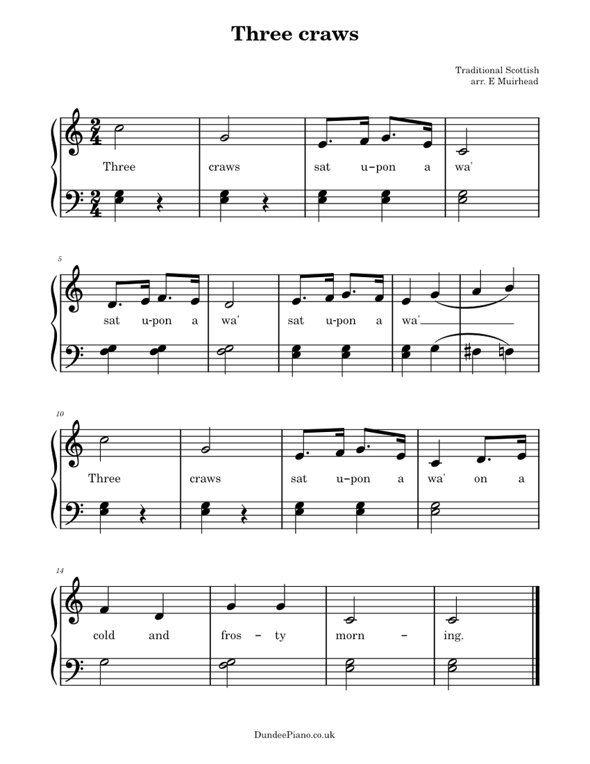 Three Craws – Misc Traditional Sheet Music for Piano (Solo) easy ...