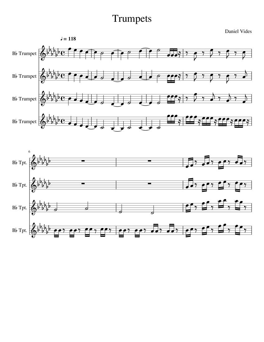 Trumpets Sheet music for Trumpet other (Mixed Quartet) | Musescore.com