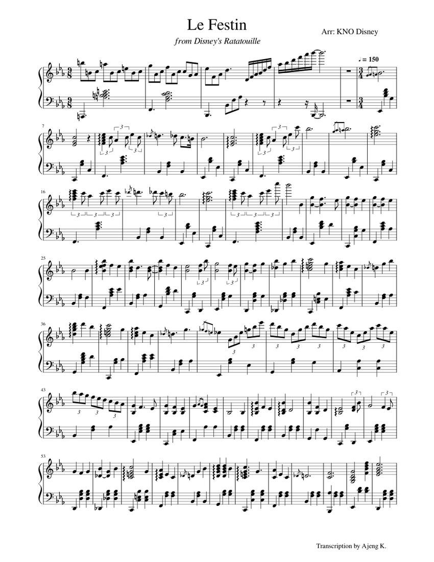 Le Festin Piano (arr. KNO) Sheet music for Piano (Solo) | Musescore.com