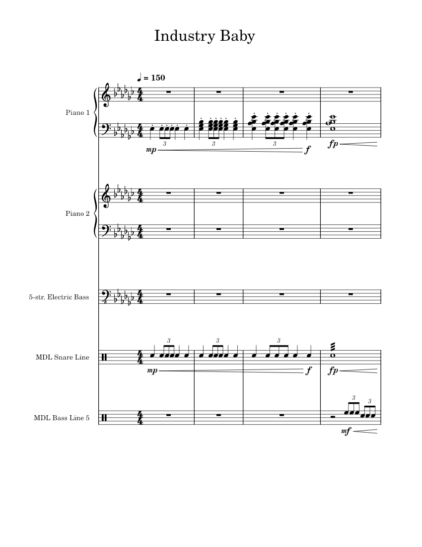 Industry Baby – Lil Nas X and Jack Harlow [Reduction] Sheet music for ...