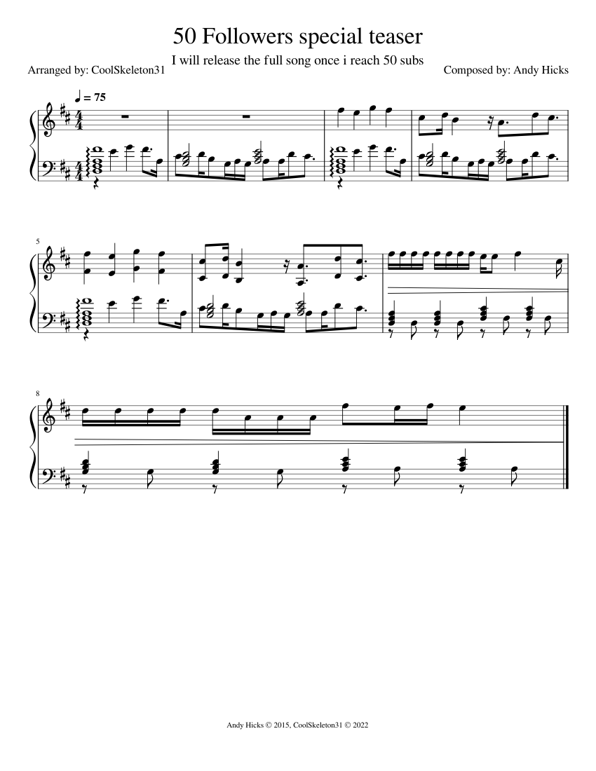 Mr Beast – Meme City 50 Followers special teaser Sheet music for Piano (Solo) | Musescore.com