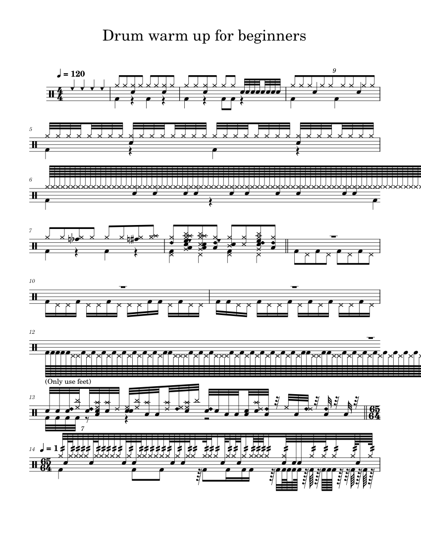 Drum warm up for beginners Sheet music for Drum group (Solo) | Musescore.com