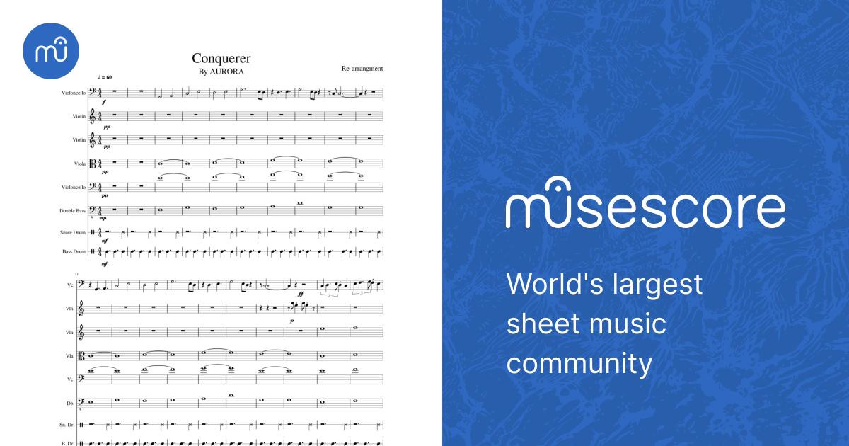 Conqueror by AURORA Sheet Music for Contrabass, Snare drum, Violin ...