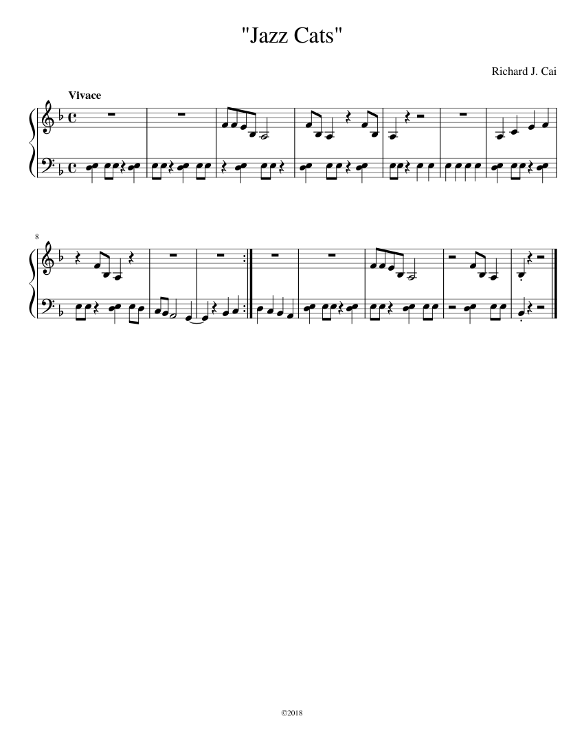 Op.1 No.1 Jazz Cats Sheet Music for Piano (Solo) Easy | MuseScore.com