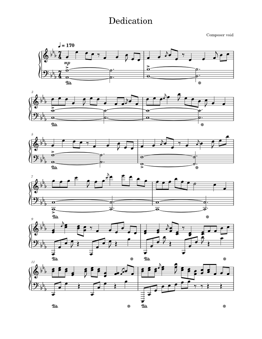 Dedication (Deemo Ver 2.2 / Original Ver.) Sheet Music for Piano (Solo ...
