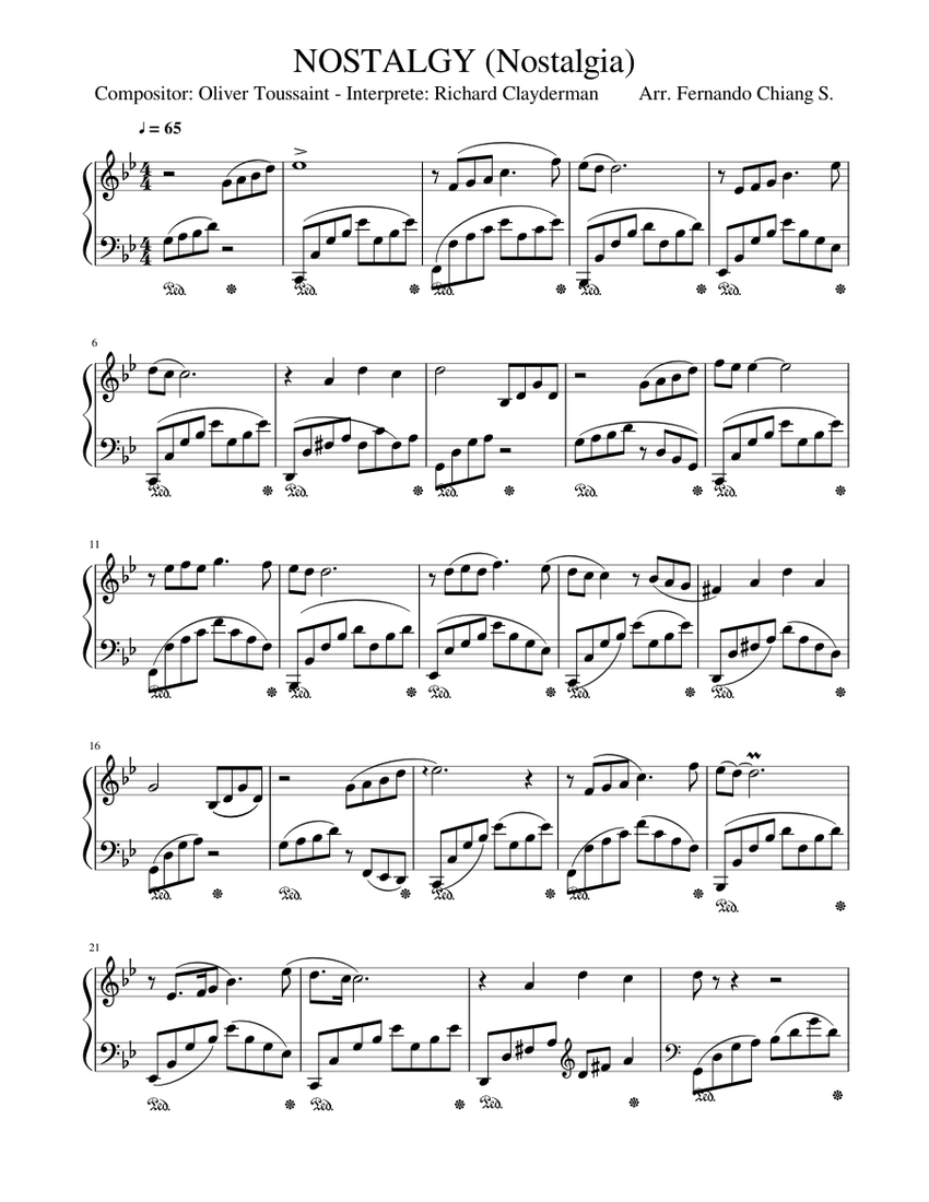 NOSTALGY Nostalgia Sheet Music for Piano (Solo) | MuseScore.com