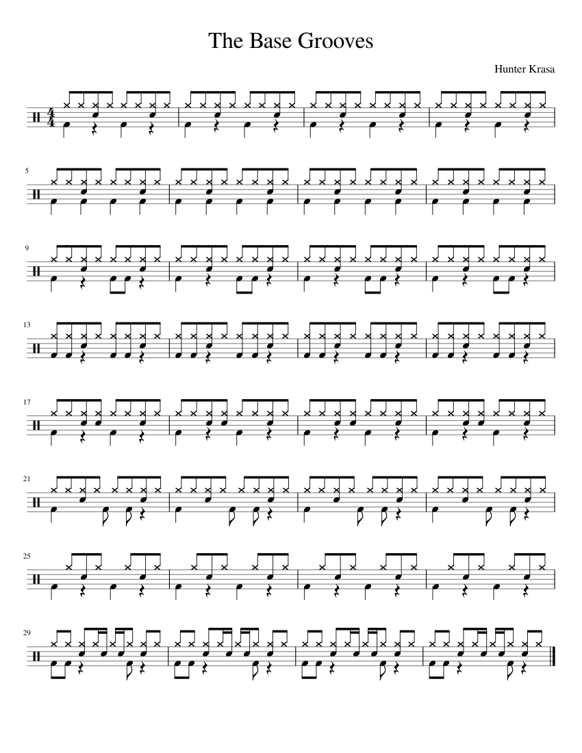 The Base Grooves Sheet music for Drum group (Solo) | Musescore.com