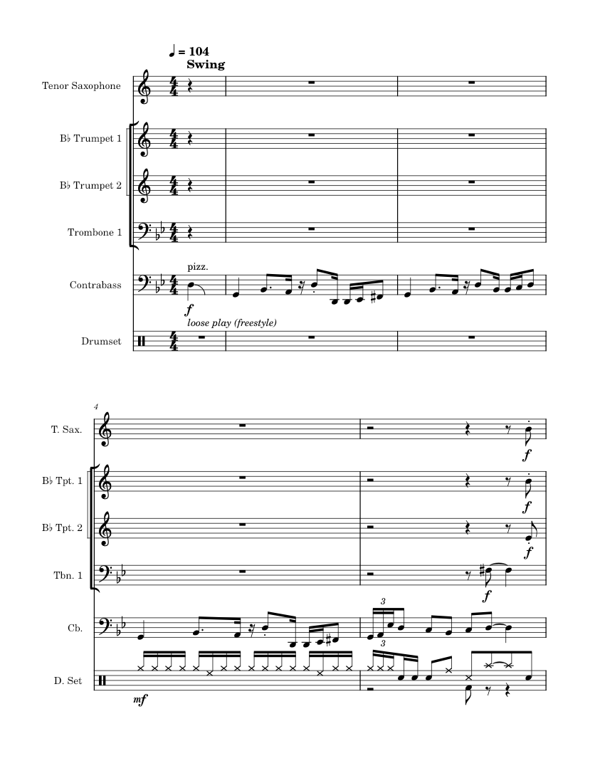 Luditunes No. 2 Sheet music for Trombone, Saxophone tenor, Trumpet in b-flat, Contrabass & more ...
