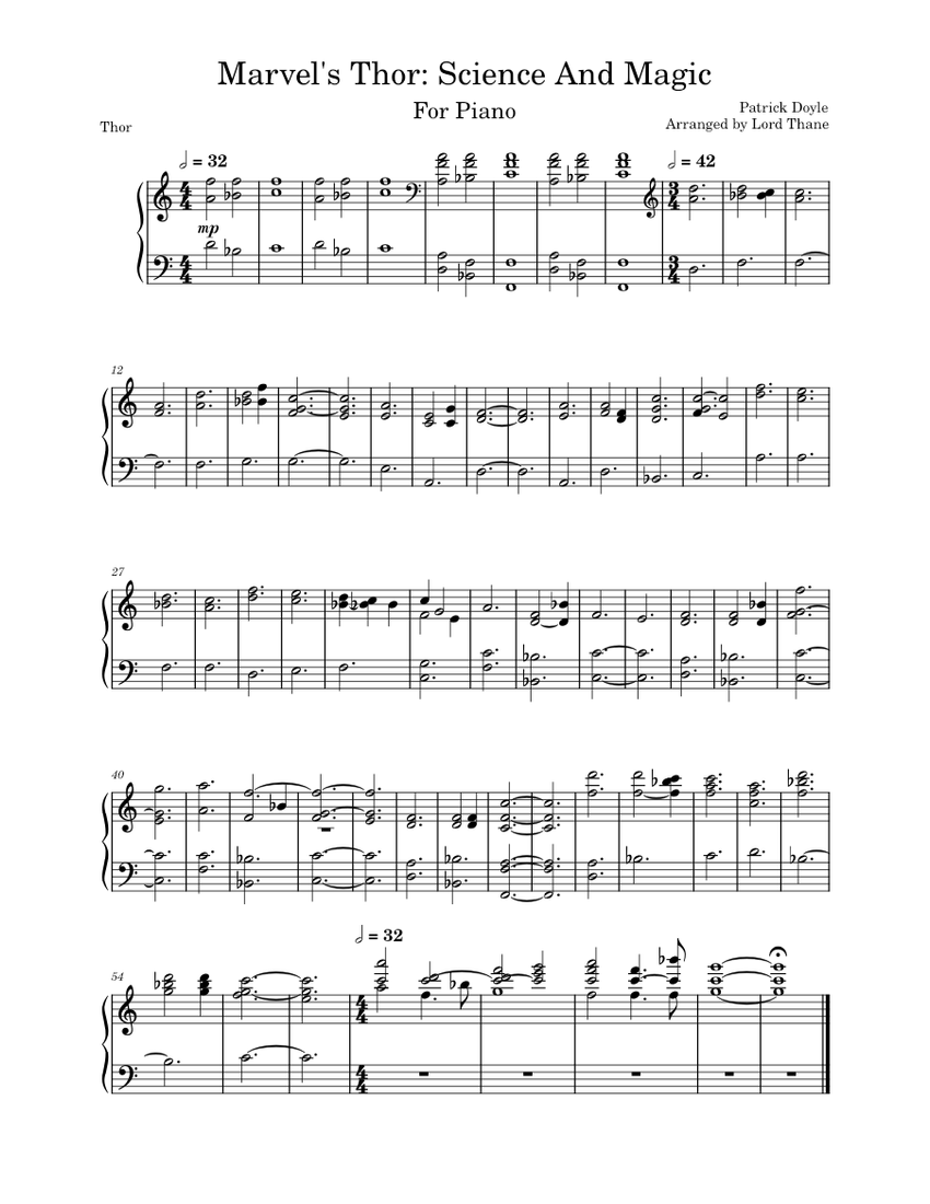 Marvel's Thor: Science and Magic Sheet music for Piano (Solo) Easy ...