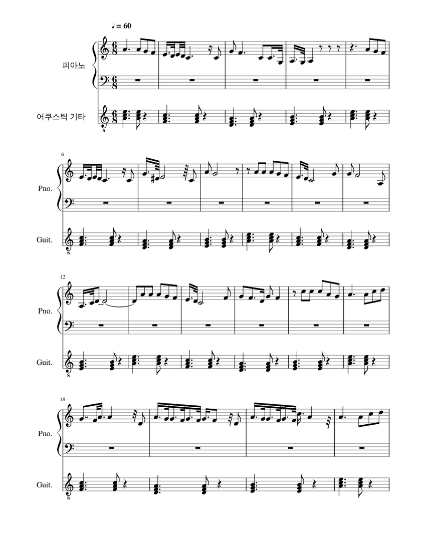 rnb sample Sheet music for Piano, Guitar (Mixed Duet) | Musescore.com