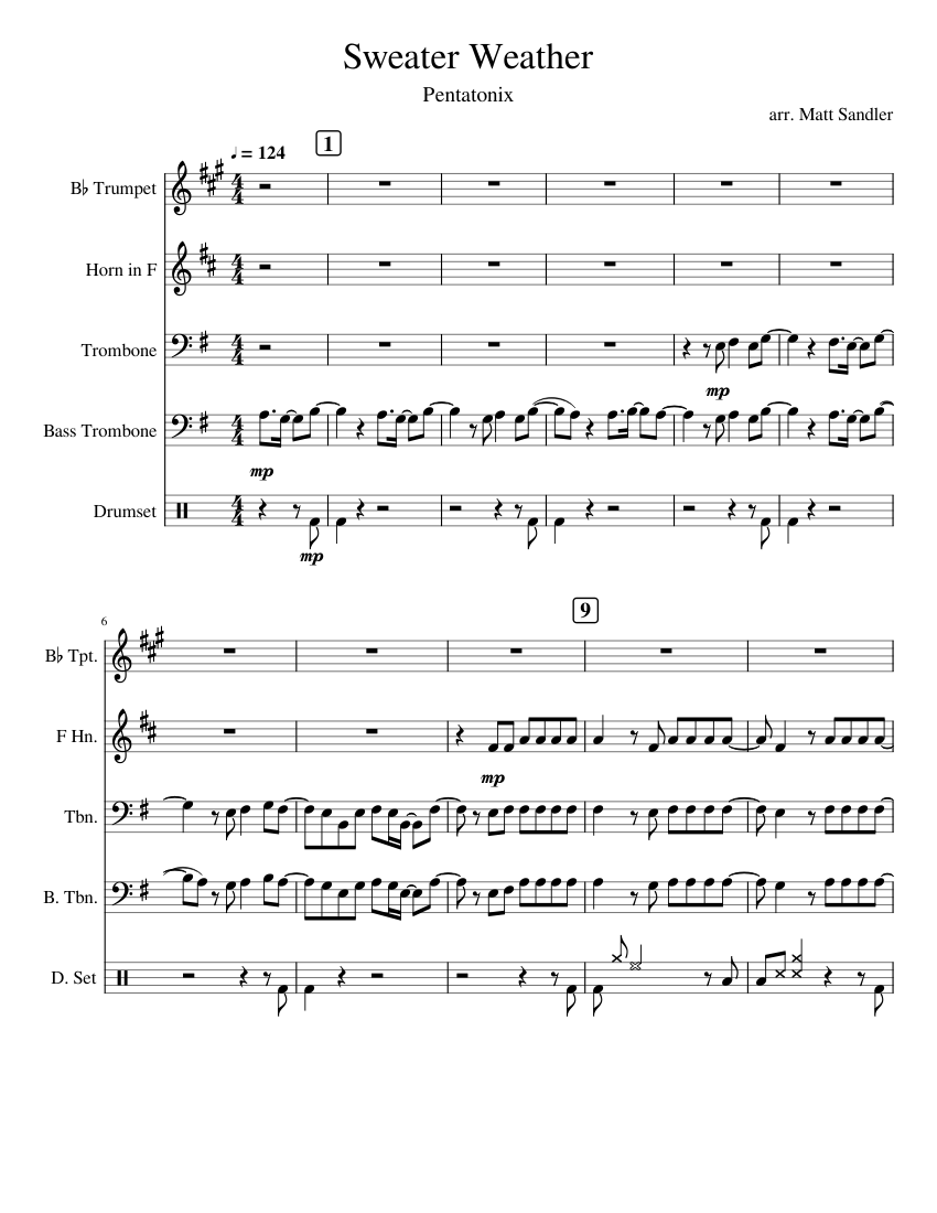 Sweater Weather (By Ear) Sheet Music for Trombone, Trombone bass ...