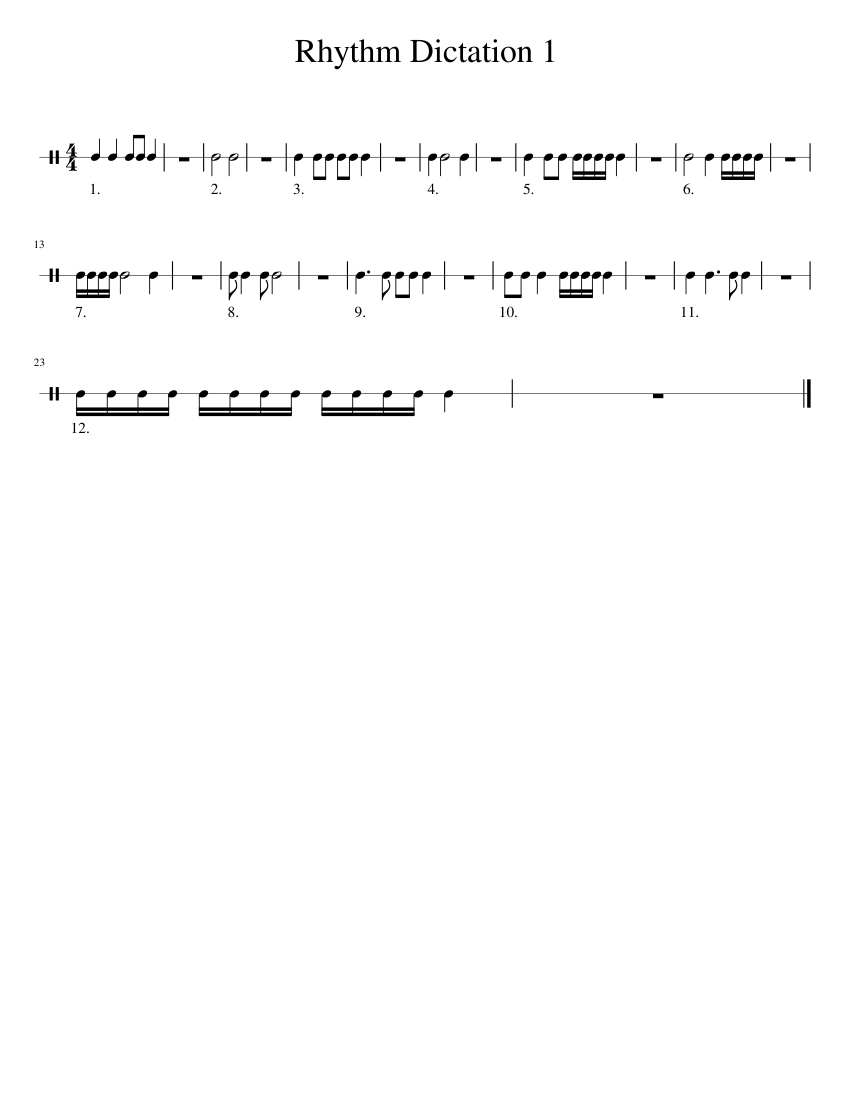 Rhythm Dictation 1 Sheet music for Hand clap (Solo) | Musescore.com