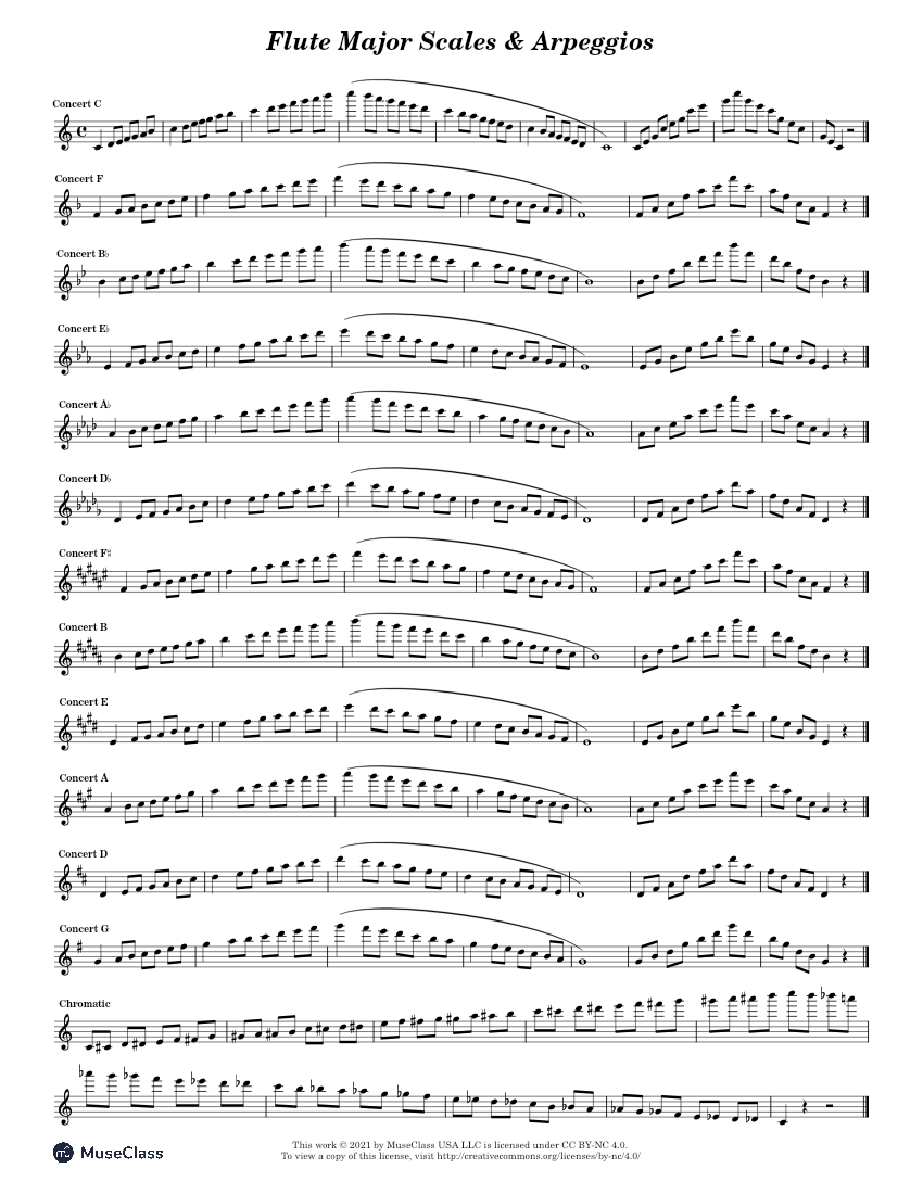 Flute Major Scales and Arpeggios Sheet Music for Flute (Solo ...