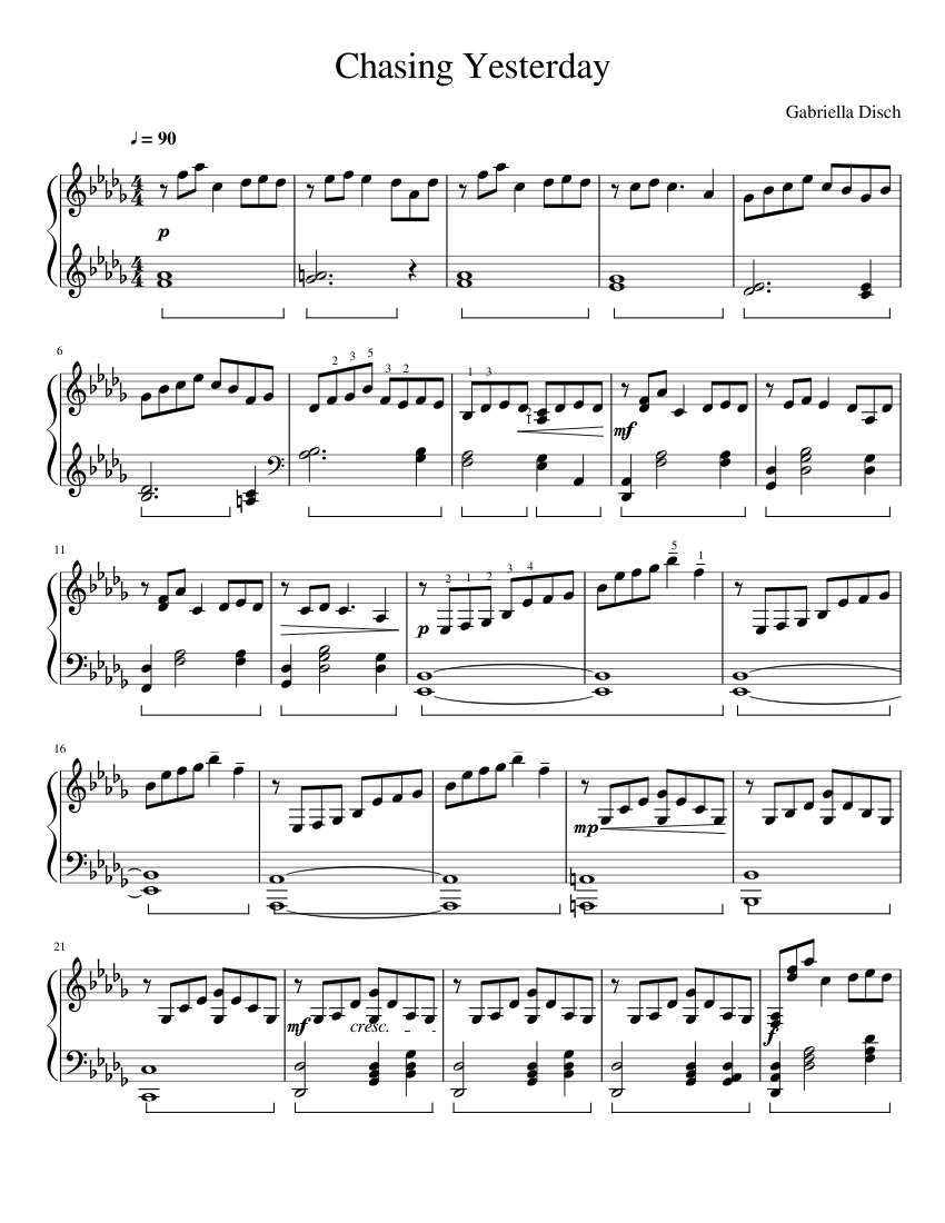 Chasing Yesterday Sheet music for Piano (Solo) | Musescore.com