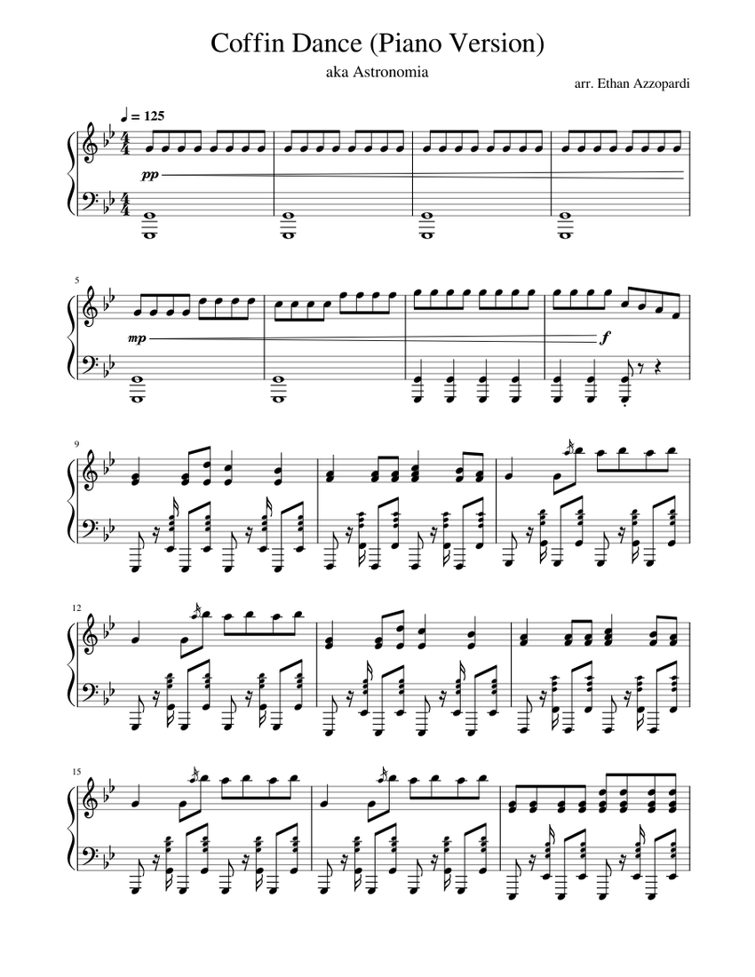 Coffin Dance (Best Piano Version) Sheet Music for Piano (Solo ...