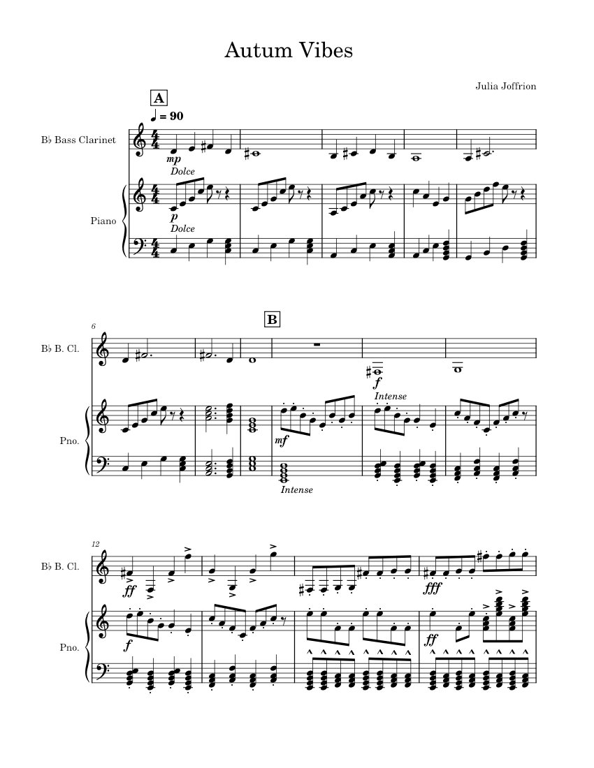 Autum Vibes Sheet music for Piano, Clarinet bass (Solo) | Musescore.com