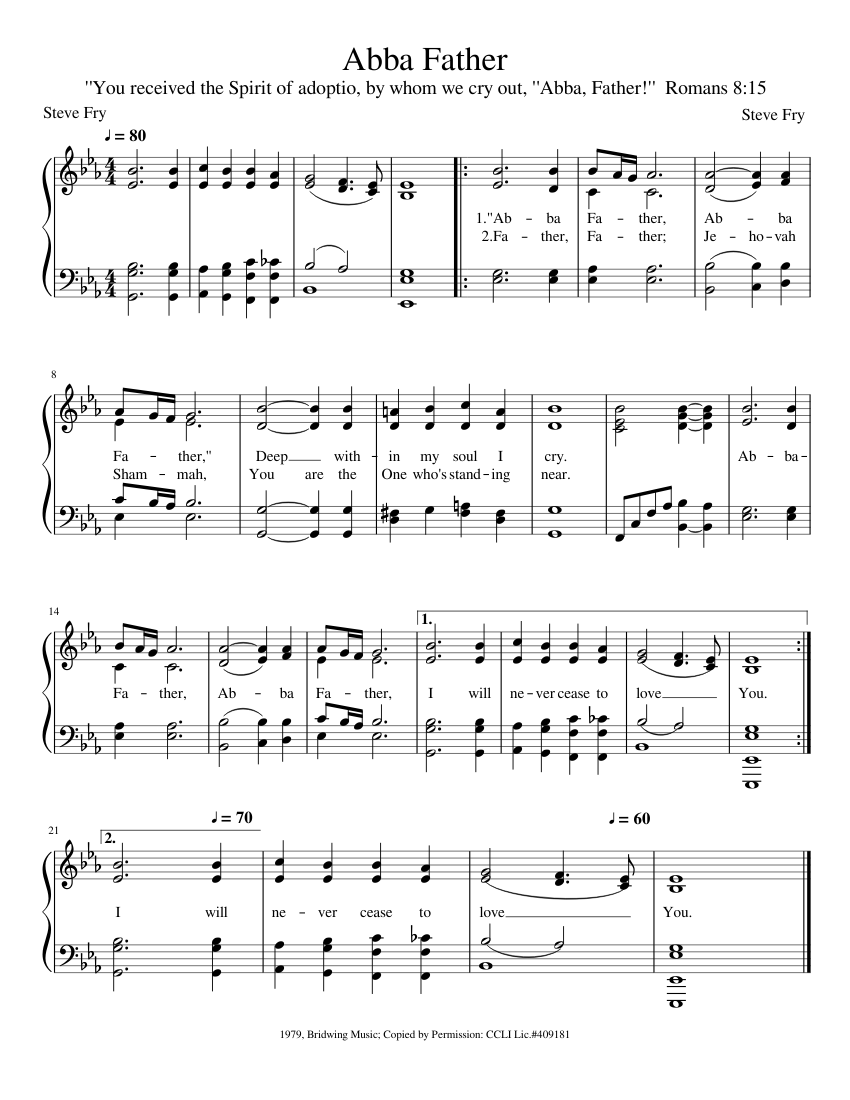 Abba Father Sheet Music for Piano (Solo) easy | MuseScore.com