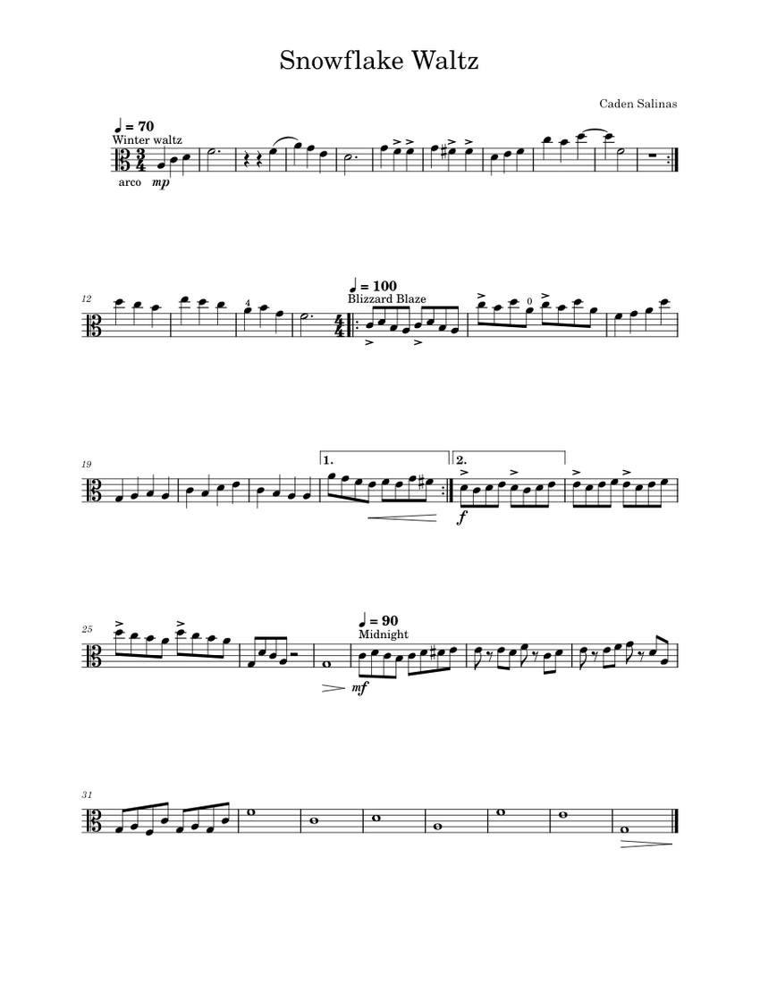 Snowflake Waltz-Caden Salinas Sheet music for Viola (Solo) | Musescore.com