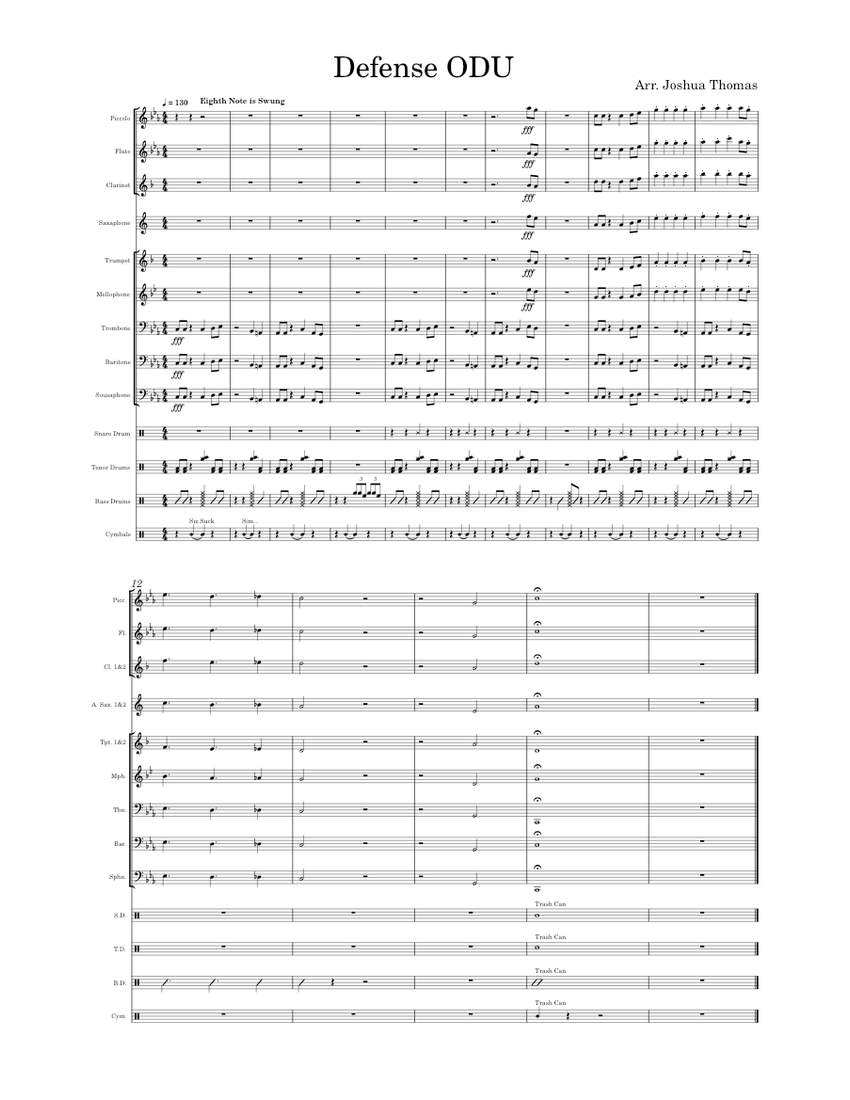 Defense ODU Sheet music for Trombone, Flute piccolo, Flute, Clarinet in ...