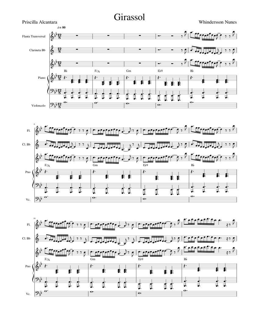 Girassol - Whindersson Nunes e Priscilla Alcântara Sheet Music with ...