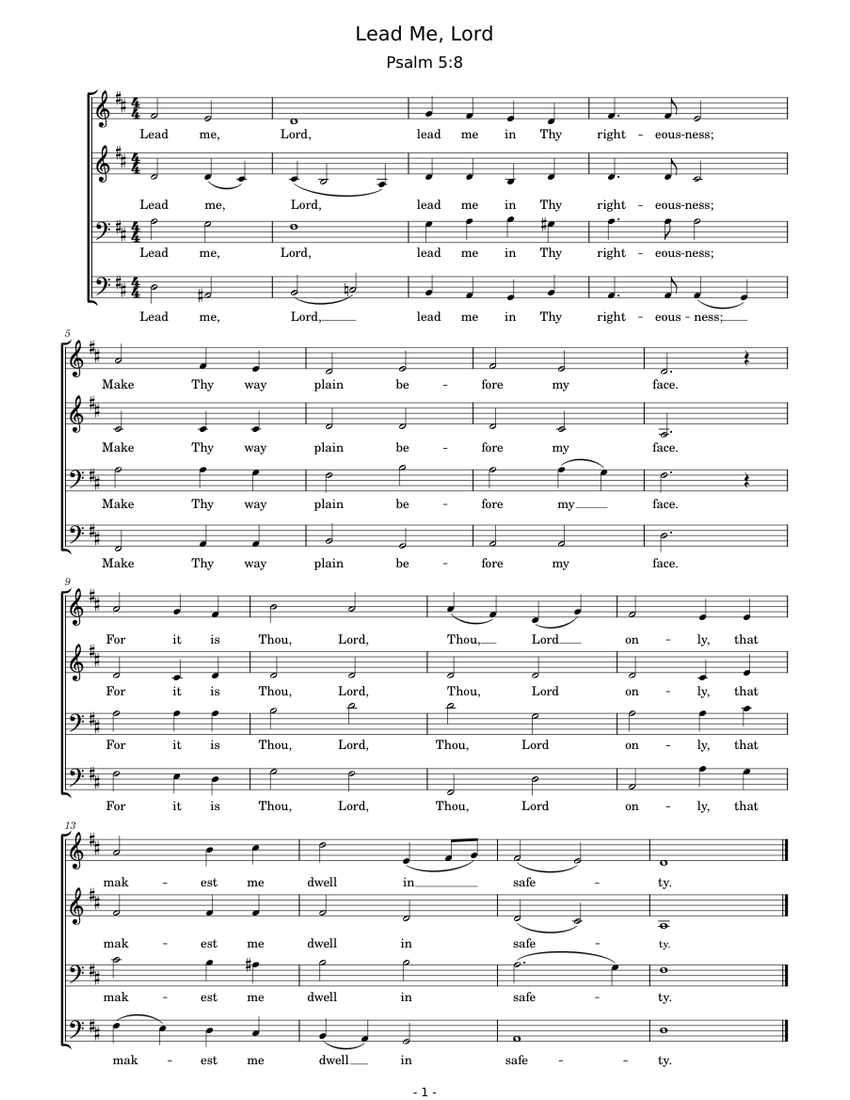 Lead me, Lord - Samuel Sebastian Wesley Sheet Music for Soprano, Alto ...