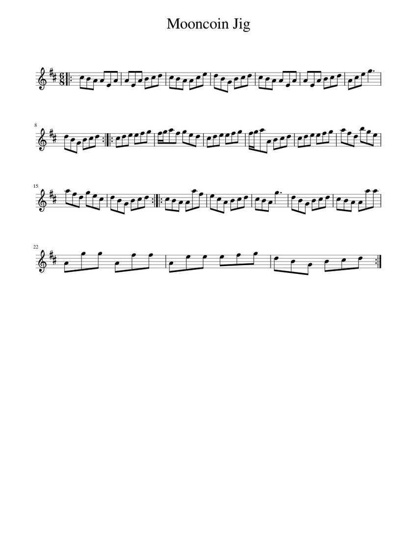 Mooncoin Jig Sheet music for Piano (Solo) | Musescore.com