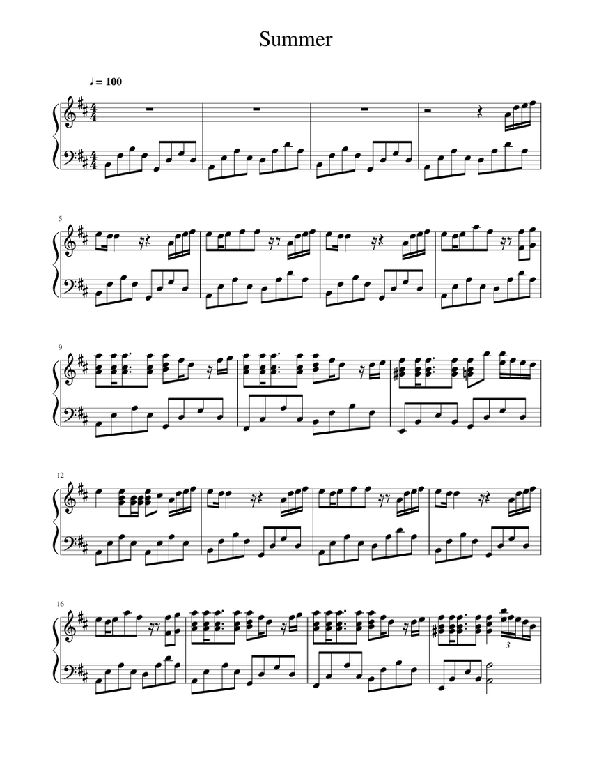 Summer Sheet music for Piano (Solo) | Musescore.com