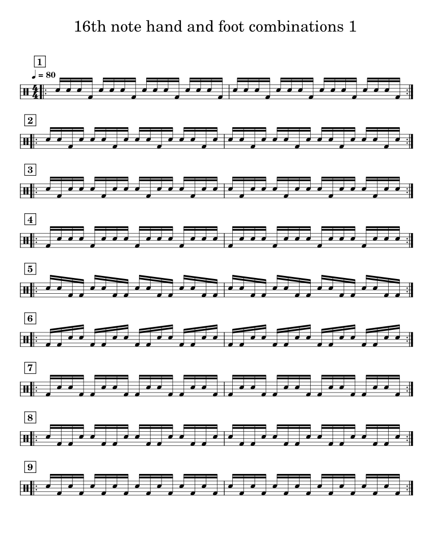 16th note hand and foot combinations 1 - piano tutorial