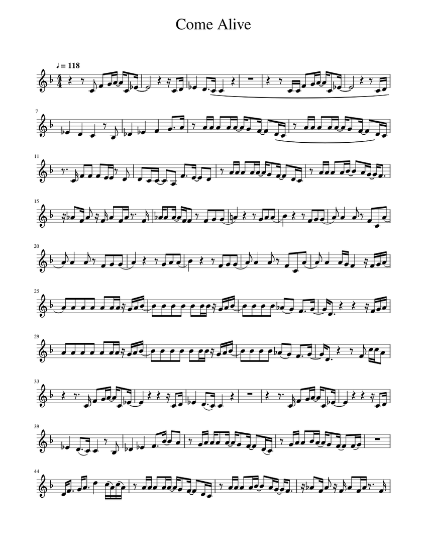 Come_Alive Sheet music for Piano (Solo) Easy | Musescore.com