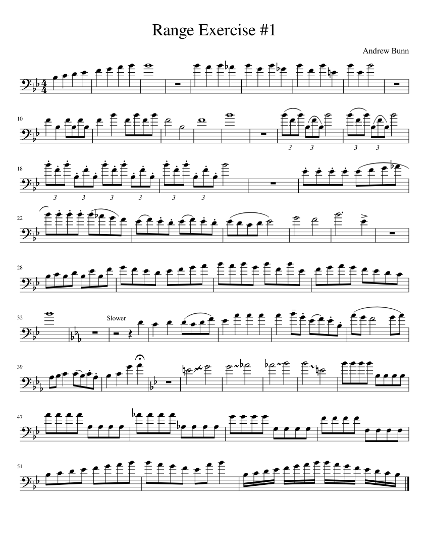 Range Exercise #1 Sheet music for Trombone (Solo) | Musescore.com