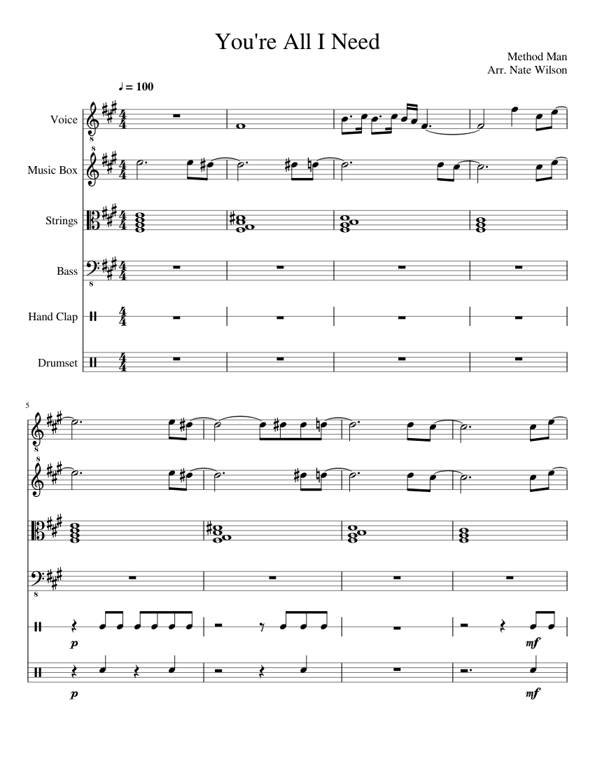 You're All I Need (Method Man) Sheet music for Piano, Vocals, Drum ...