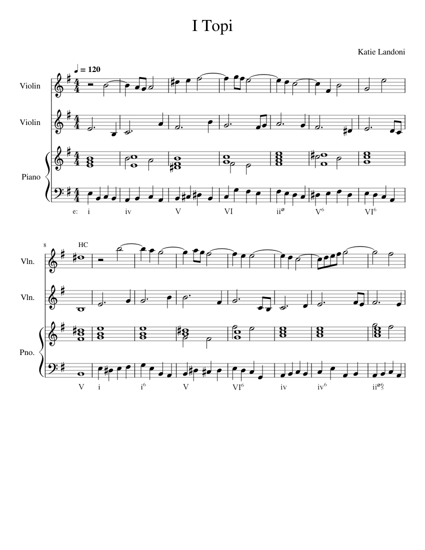 I Topi Sheet music for Piano, Violin (Mixed Trio) | Musescore.com