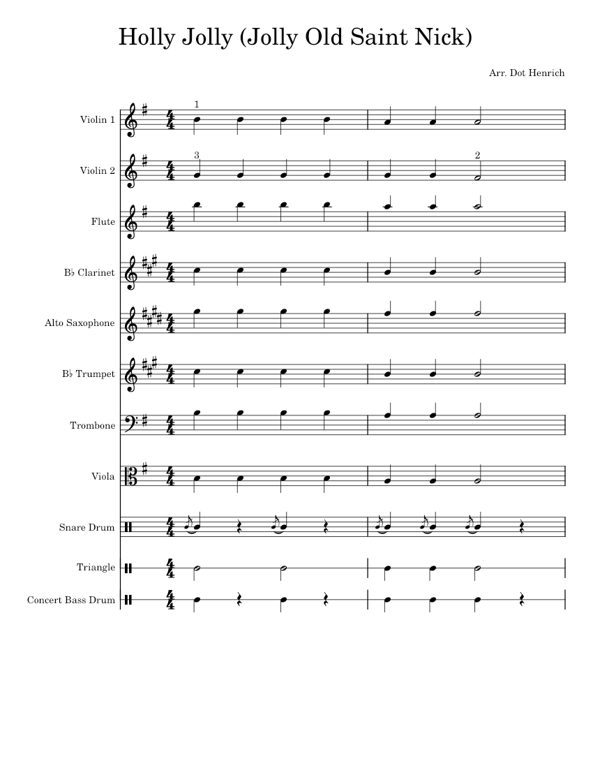 Holly Jolly - Jolly Old Saint Nick Sheet Music for Trombone, Flute ...