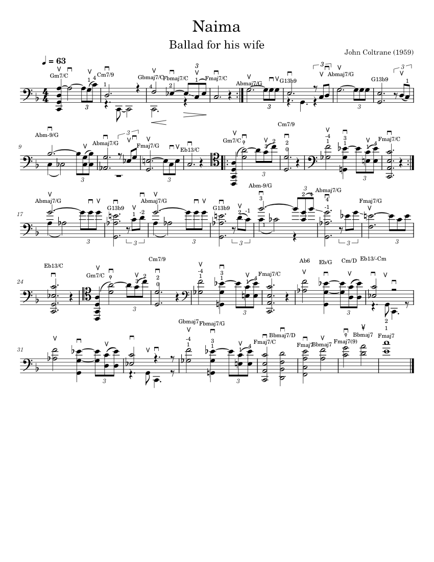 Naima – John Coltrane Sheet music for Cello (Solo) | Musescore.com