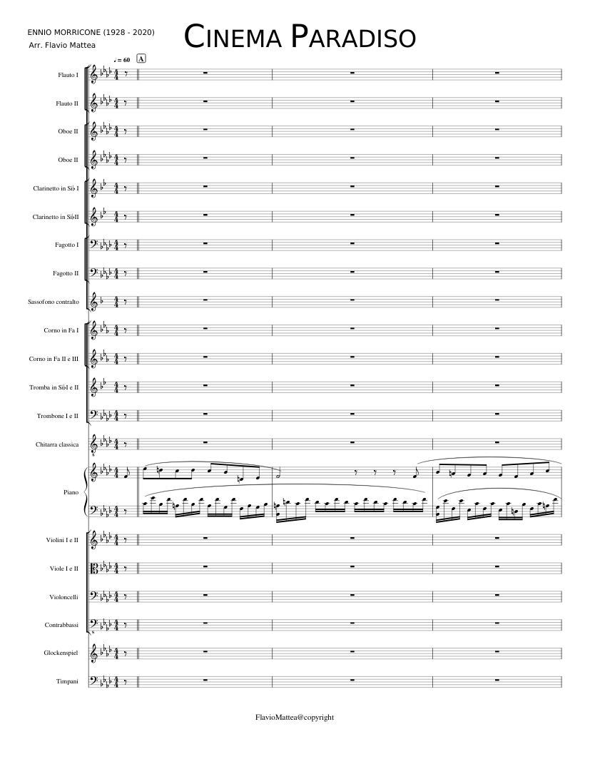 CINEMA PARADISO E. Morricone (1928 - 2020) Sheet Music for Piano ...