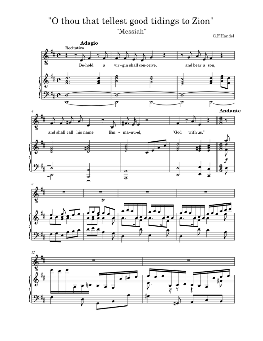 Messiah, HWV 56 – Georg Friedrich Händel Sheet music for Piano, Vocals ...