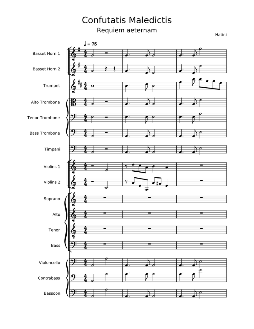Confutatis Maledictis Sheet music for Soprano, Alto, Tenor, Bass voice ...