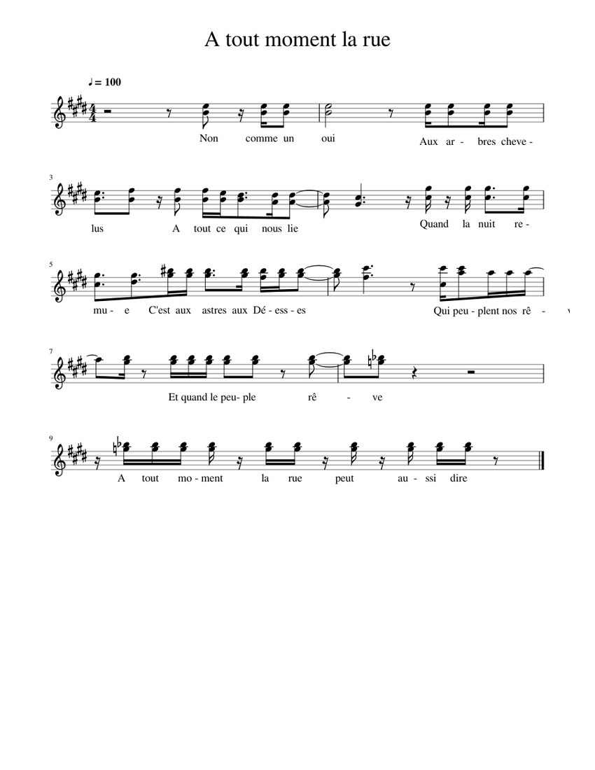 A tout moment la rue Sheet music for Piano (Solo) | Musescore.com